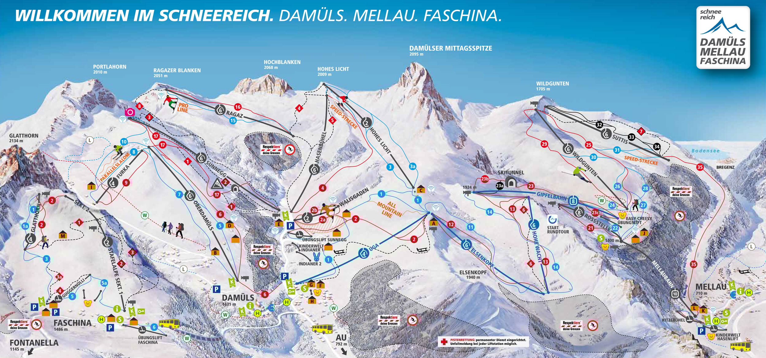 Pistenplan Mellau-Damüls-Faschina (Österreich) anschauen
