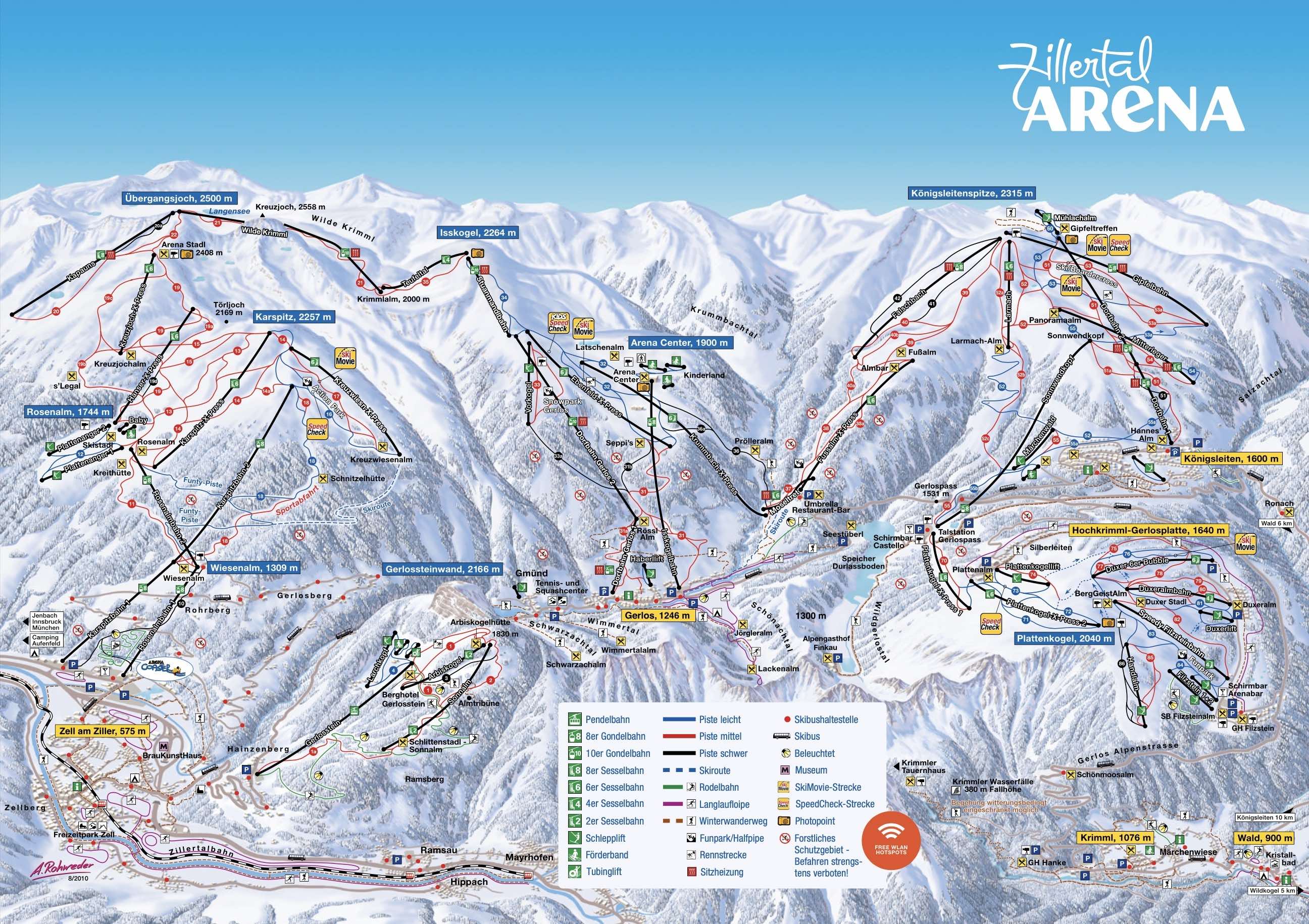 View piste map of Zillertal Arena (Austria)