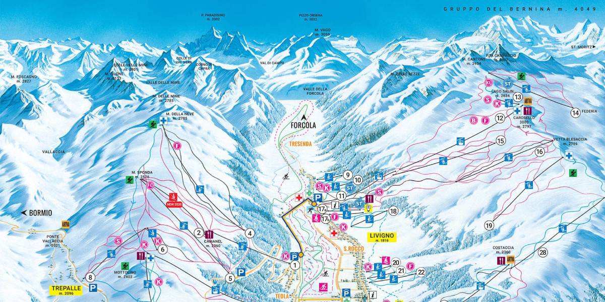 Overview of ski resorts in Livigno