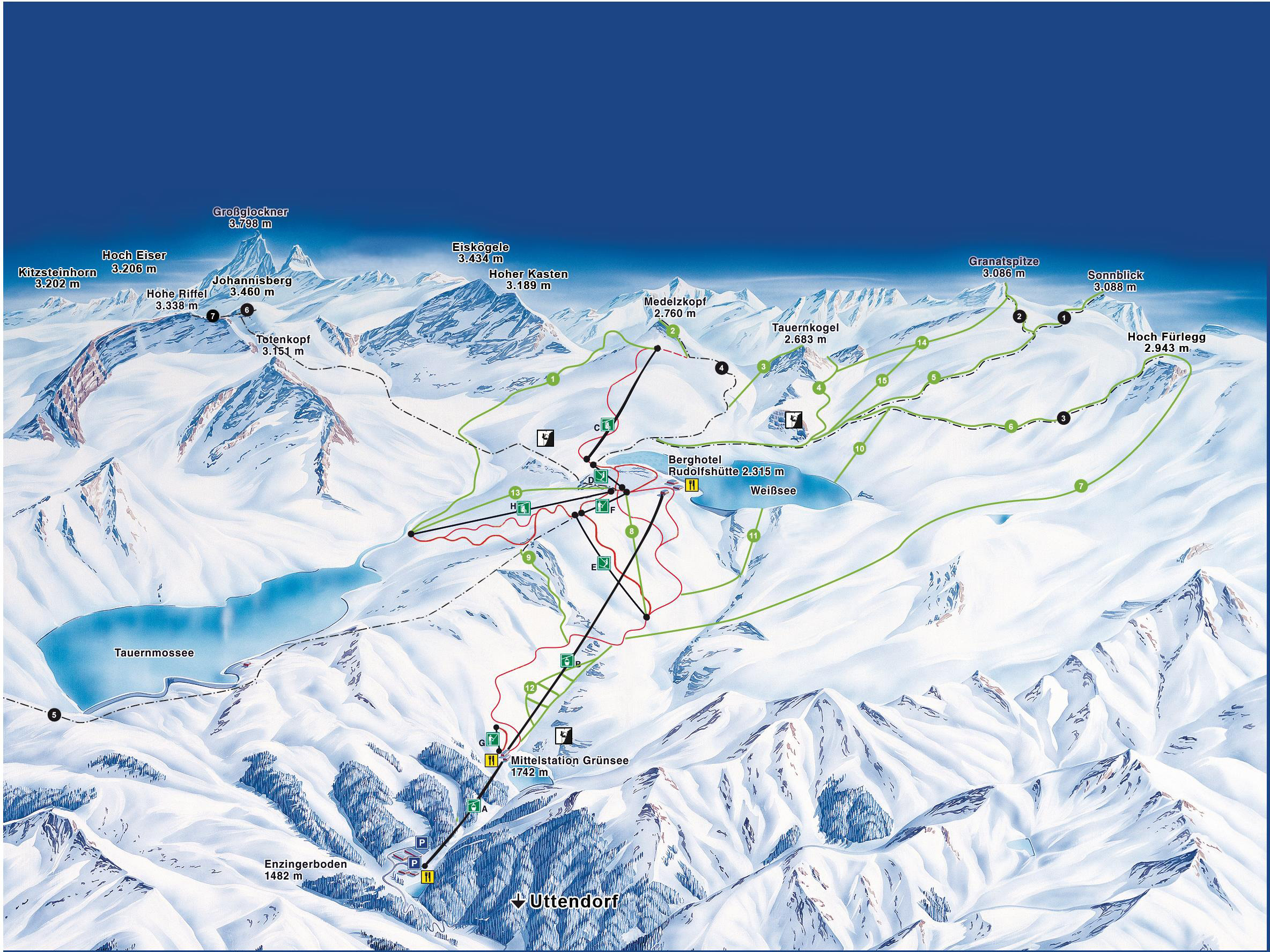 View piste map of Uttendorf-Weißsee & Niedernsill (Aus...