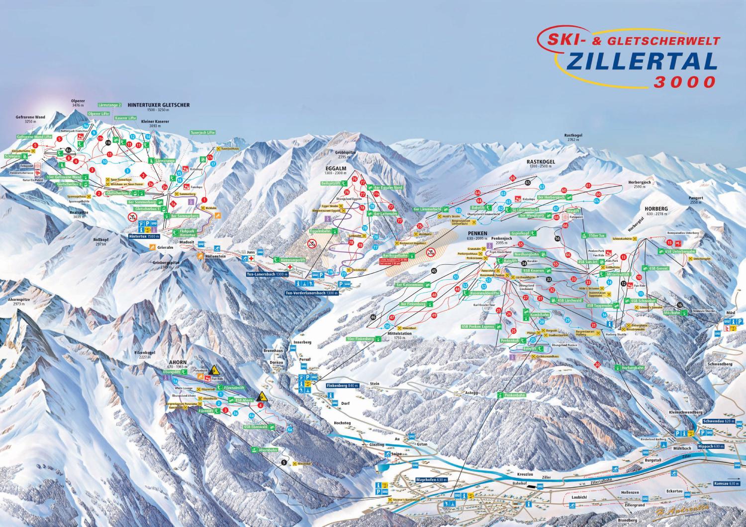 View piste map of Ski & Gletscherwelt Zillertal 3000