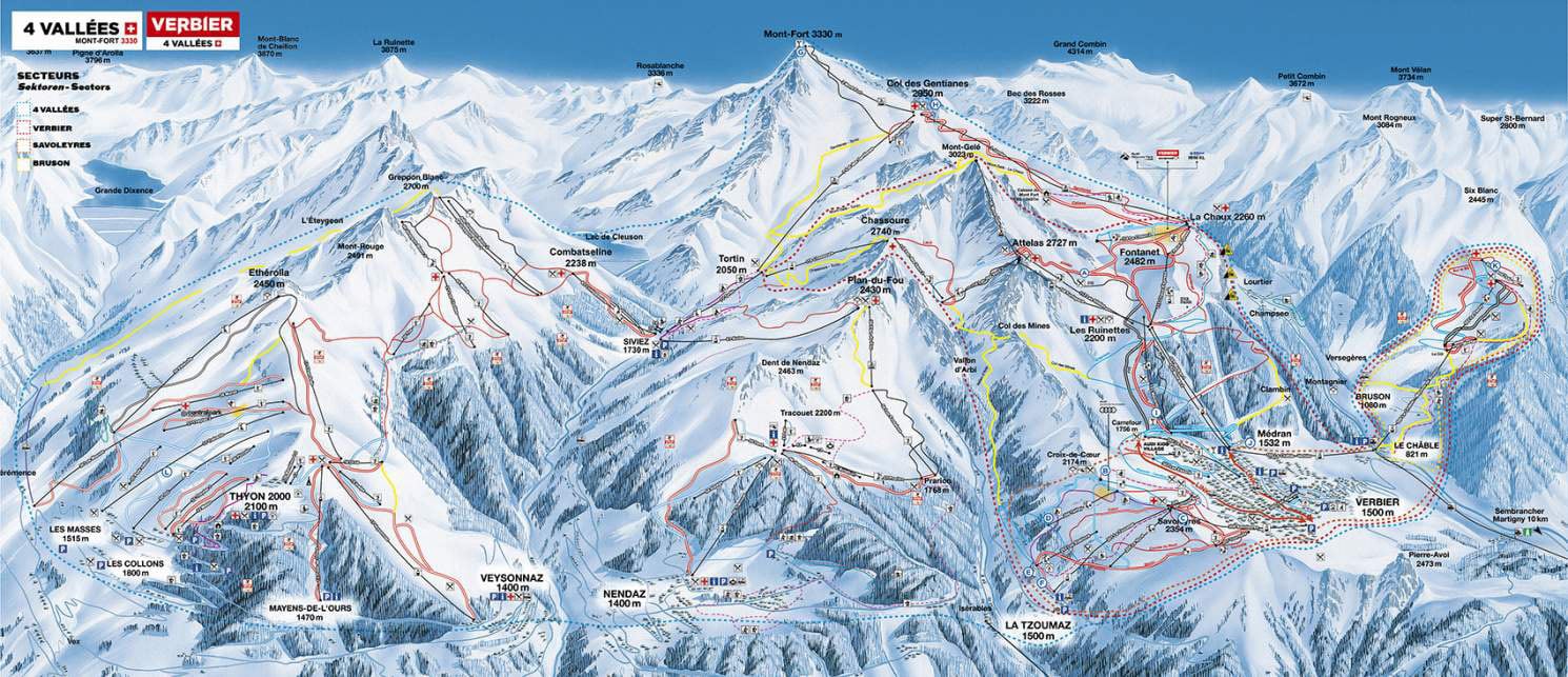 Voir le plan des pistes de Thyon-Les Collons (Suisse)