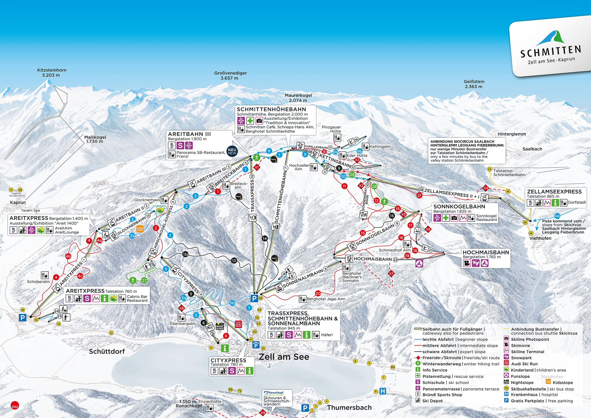 Voir le plan des pistes Zell am See - Kaprun (Autriche)