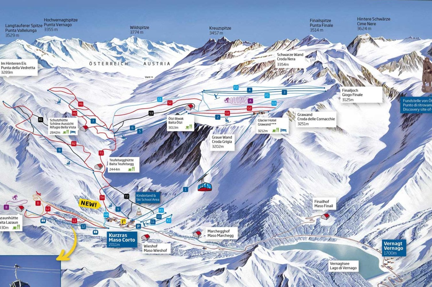View piste map of Schnalstal (Italy)