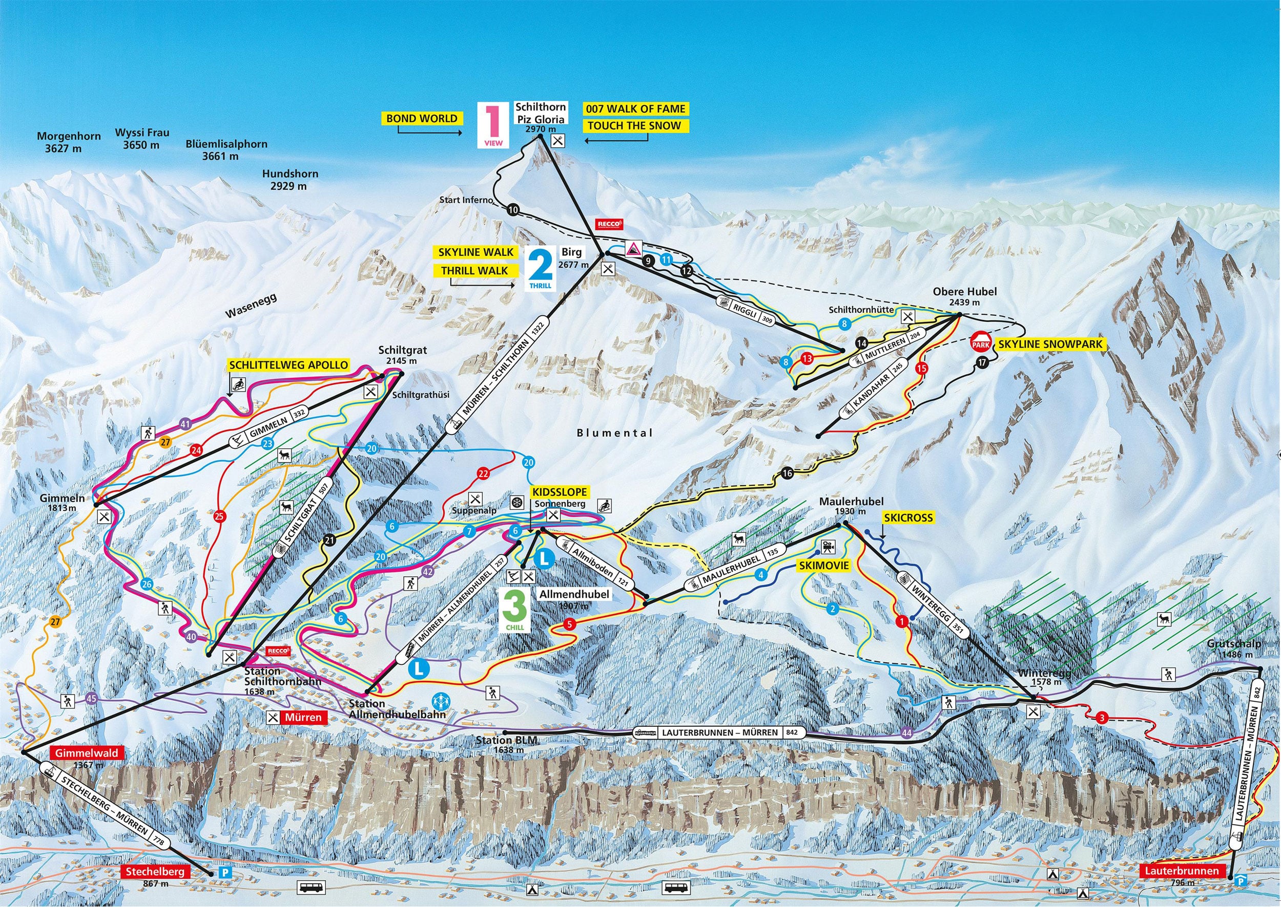 Voir le plan des pistes de Grindelwald (Suisse)
