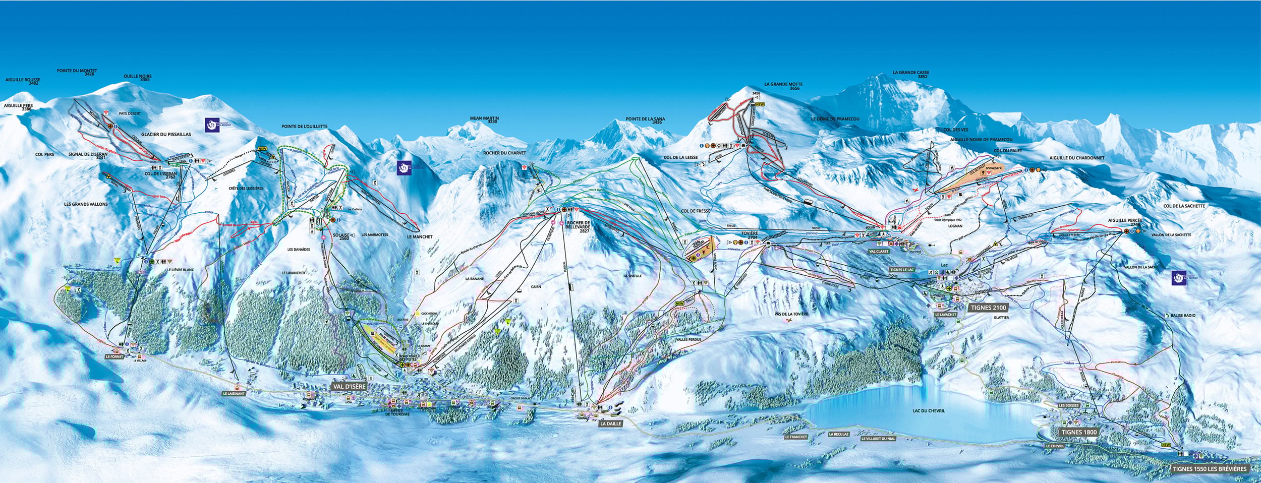 View the piste map of Tignes